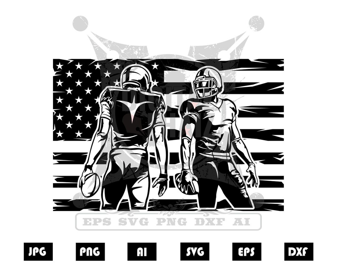 US Flag Football Player Rivalry Svg Individual Football - Etsy