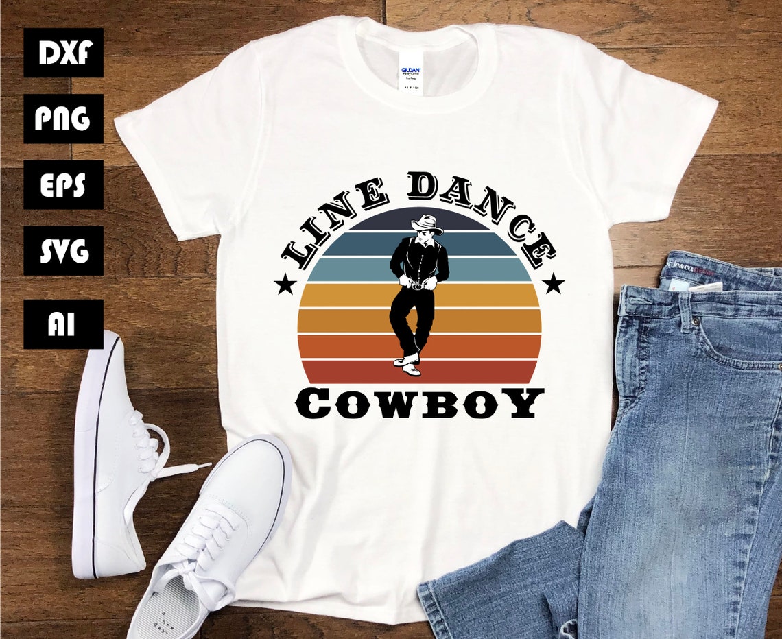 Cowboy Line Dance Svg File Cowboy Line Dancing Clipart Retro - Etsy