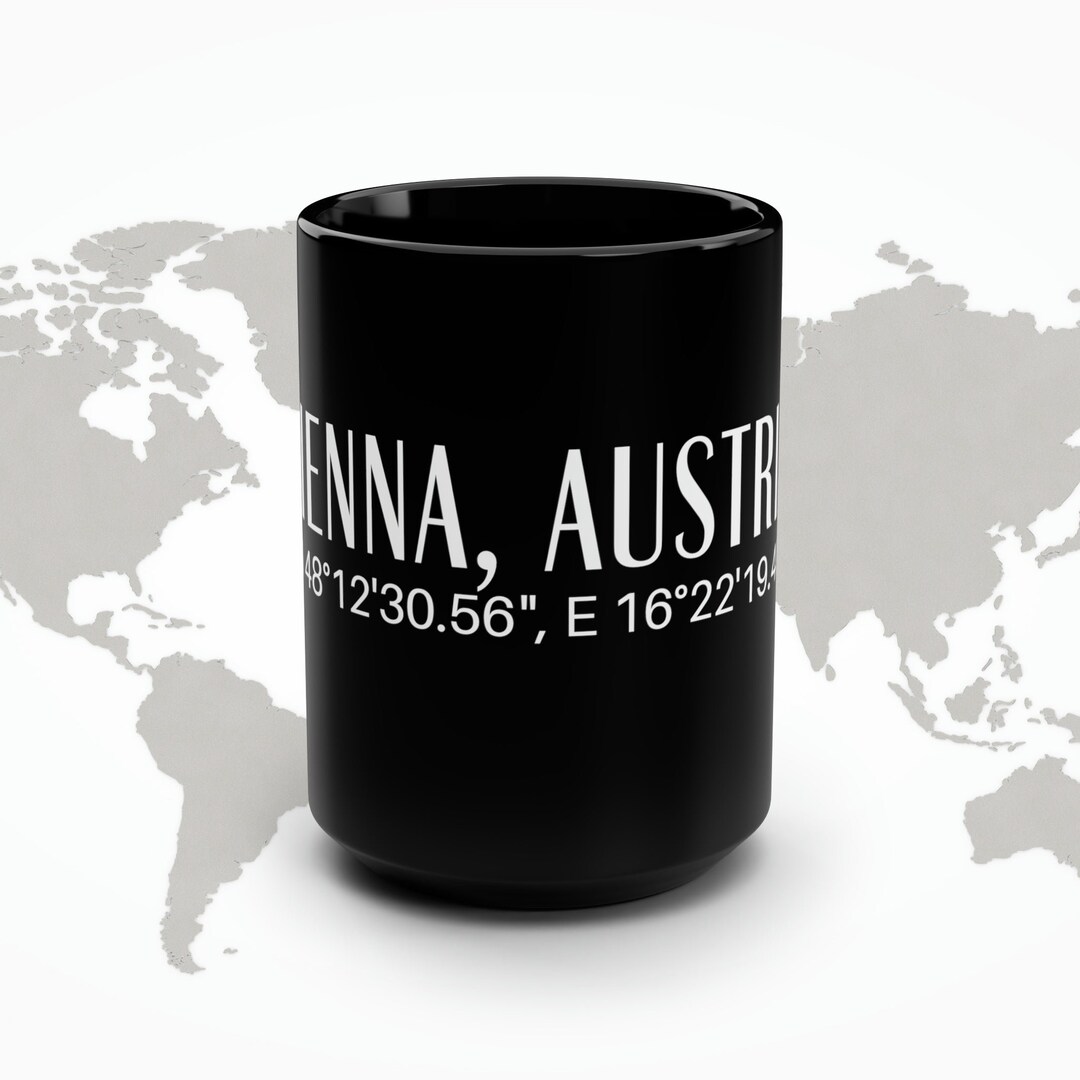 Vienna, Austria Mug Coordinates Glossy Finish Ceramic Microwave and ...