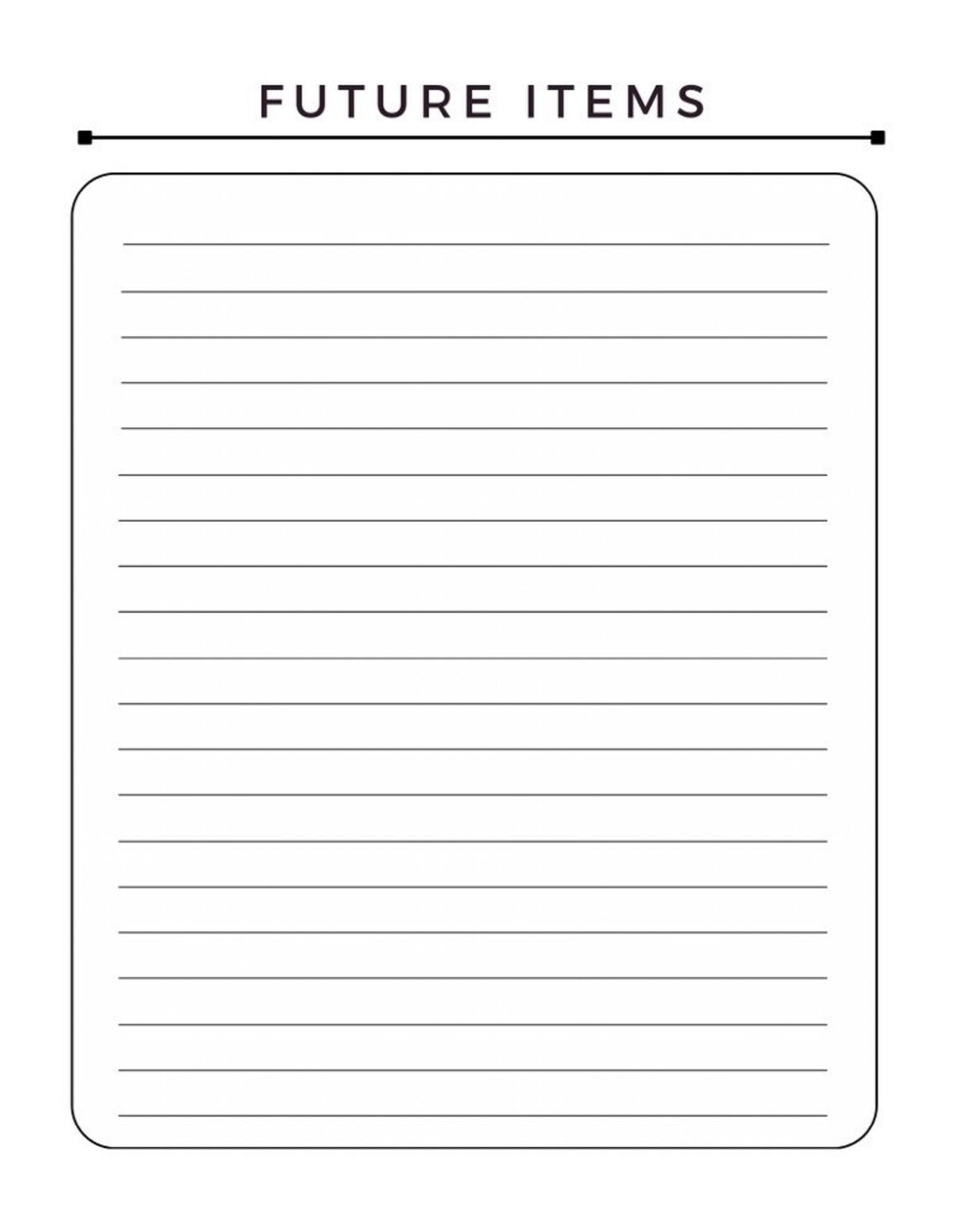 Planner Page Insert: Future Items You Want to Work on or Plan, Black ...