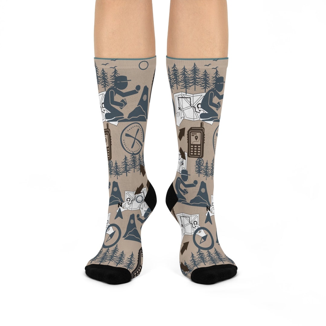 Geocaching Socks, Tan GPS Unisex Adult Comfortable Lightweight ...
