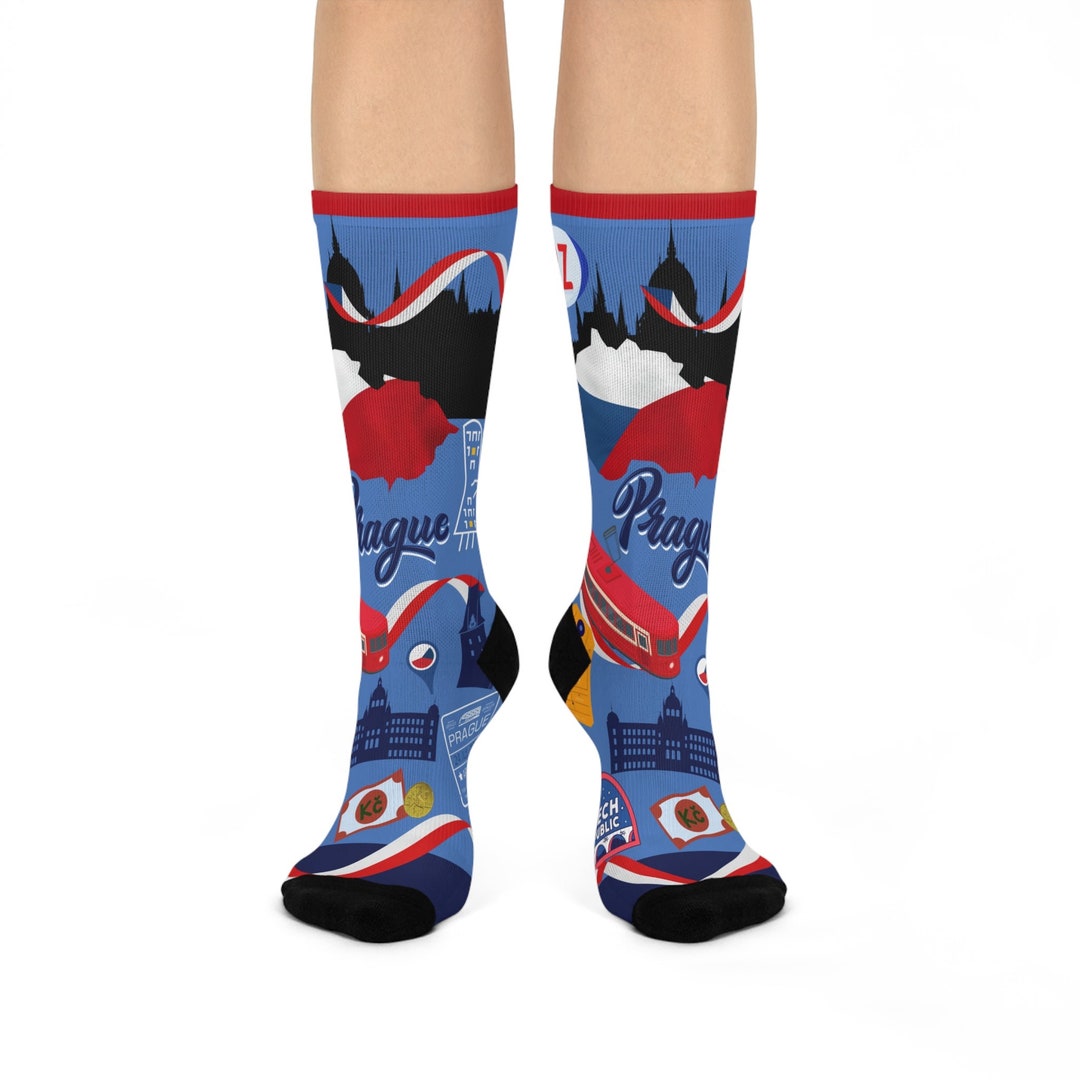 Czech Republic Crew Socks- Beautiful Prague Landmarks, Unisex Socks ...