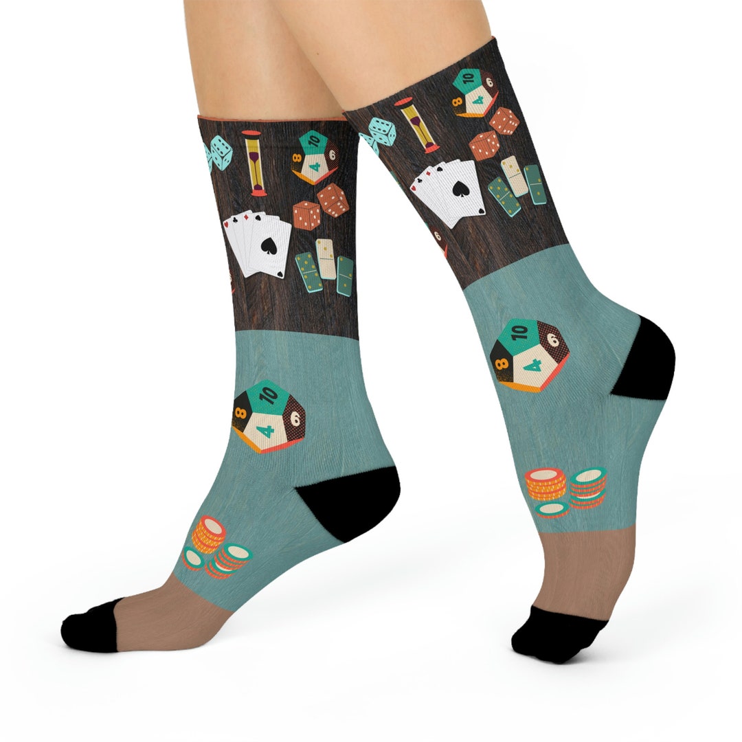 Game Night Socks Gin Rummy, Poker Bridge Retro Table Games Chips Cards ...