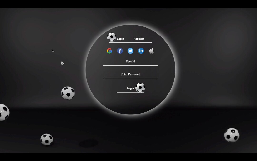 Footballs Login / Register Page in HTML , CSS , and Pure JAVASCRIPT ...