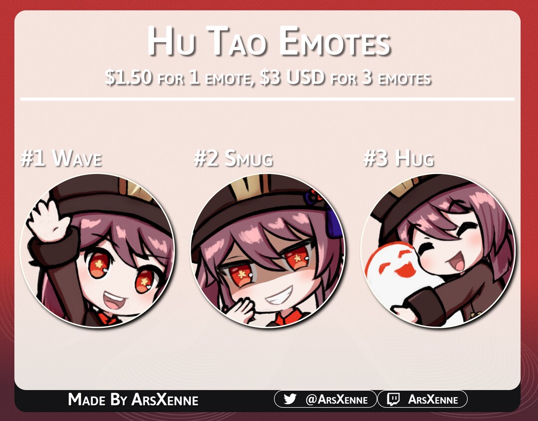 3 Hu Tao Emotes (pay-to-use) - Etsy