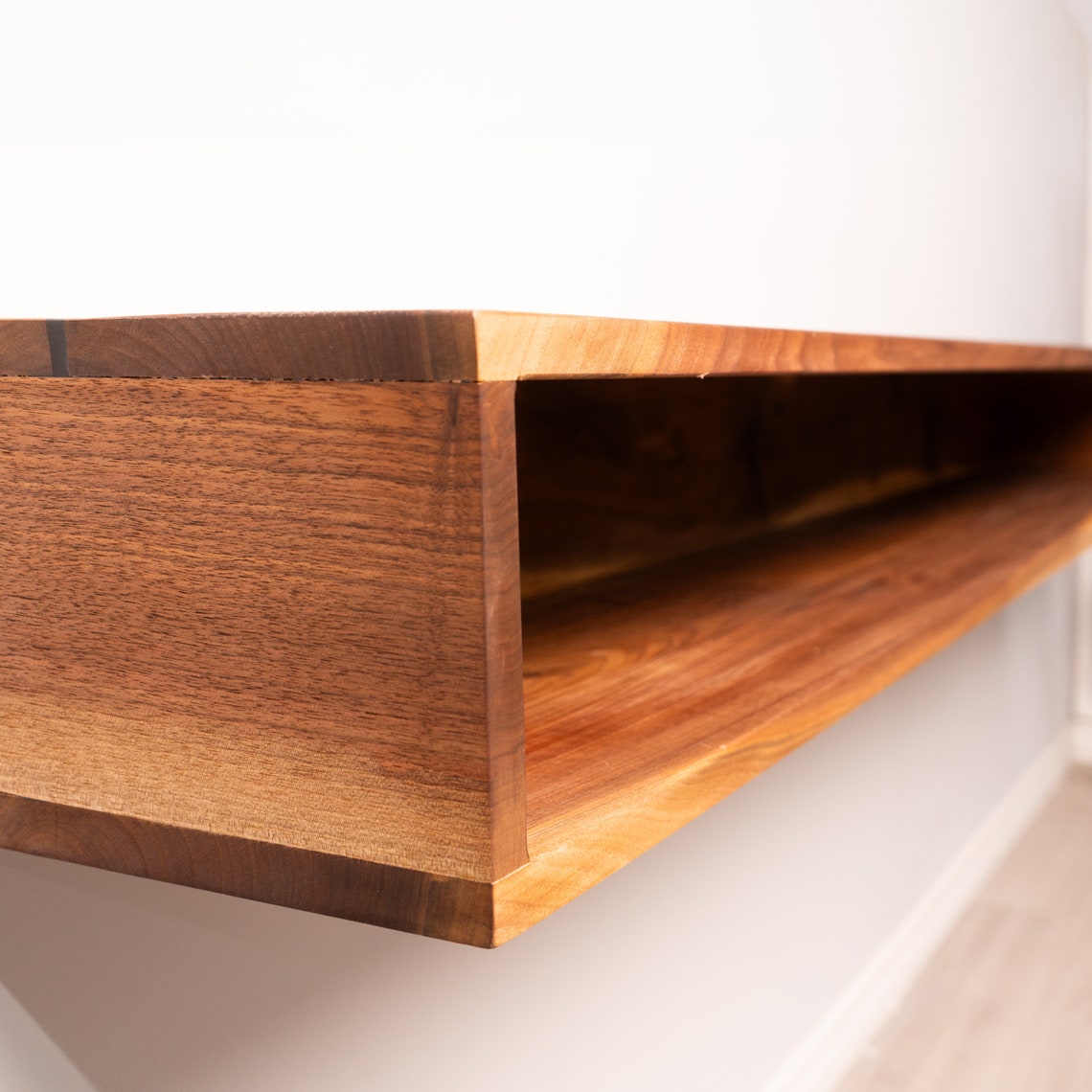 Floating Media Console - Custom Walnut TV Stand. Handmade in Canada - Etsy