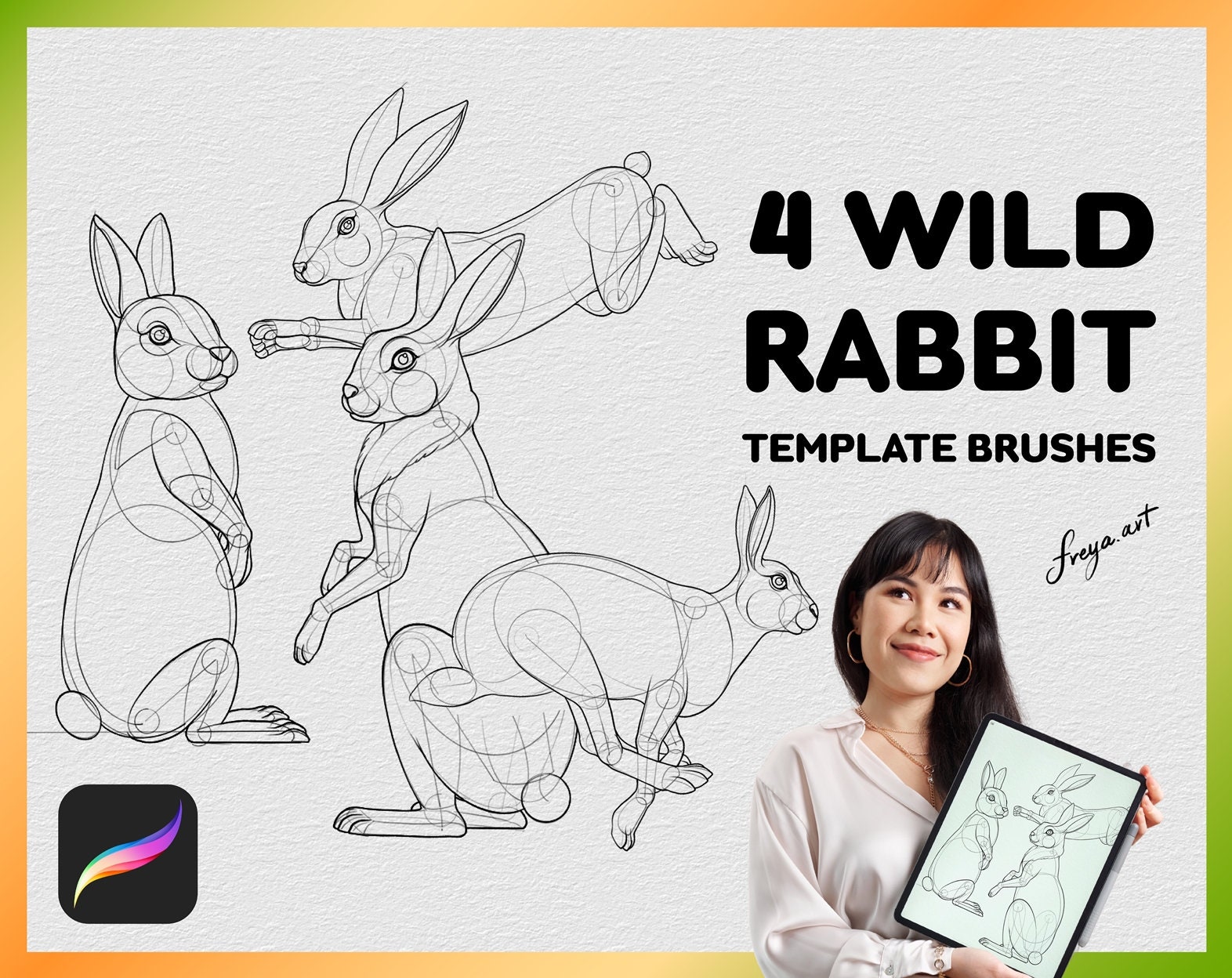 Procreate Wild Rabbit Stamp 4 Template Procreate Brushes - Etsy