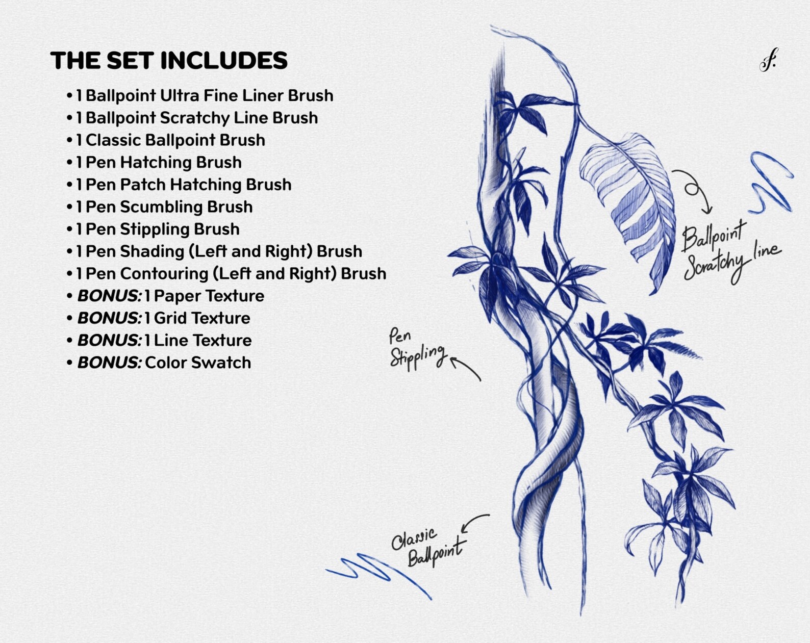 Procreate Brush Pens | 9 Ballpoint Pen Brushes for Drawing, Sketch ...