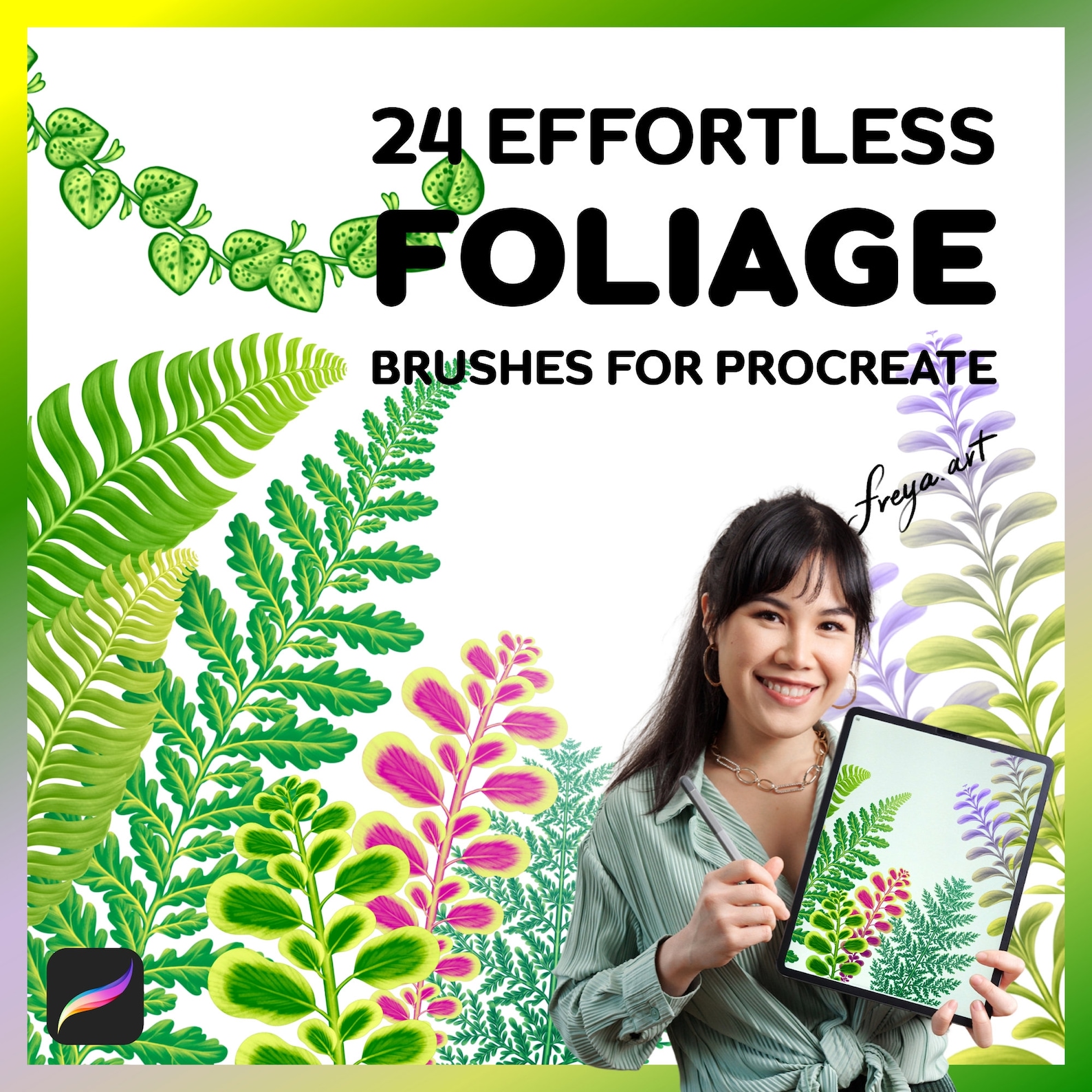 Leaf Procreate Stamps, Procreate Leaves Brushes Set, 24 Effortless ...