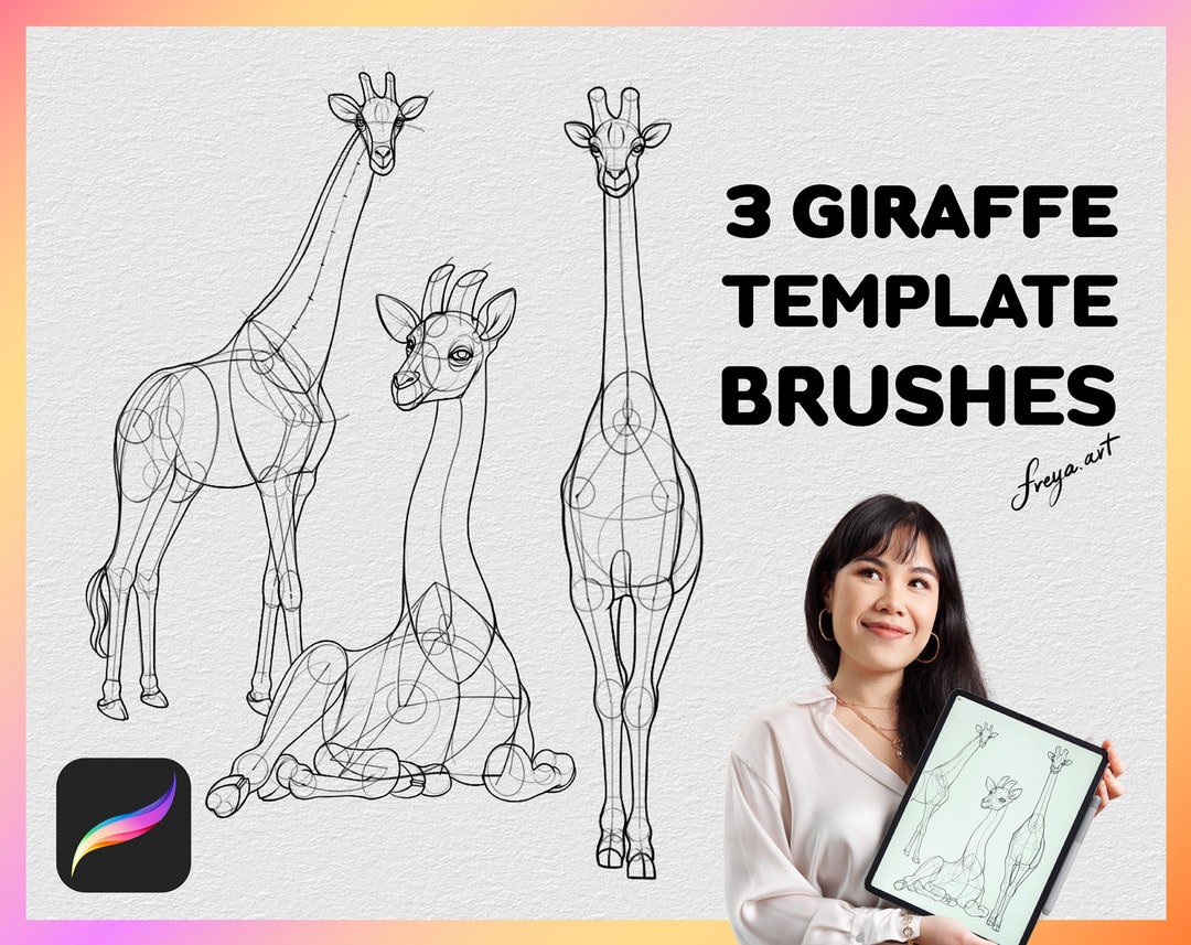 Procreate Giraffe Stamp 3 Template Procreate Brushes - Etsy