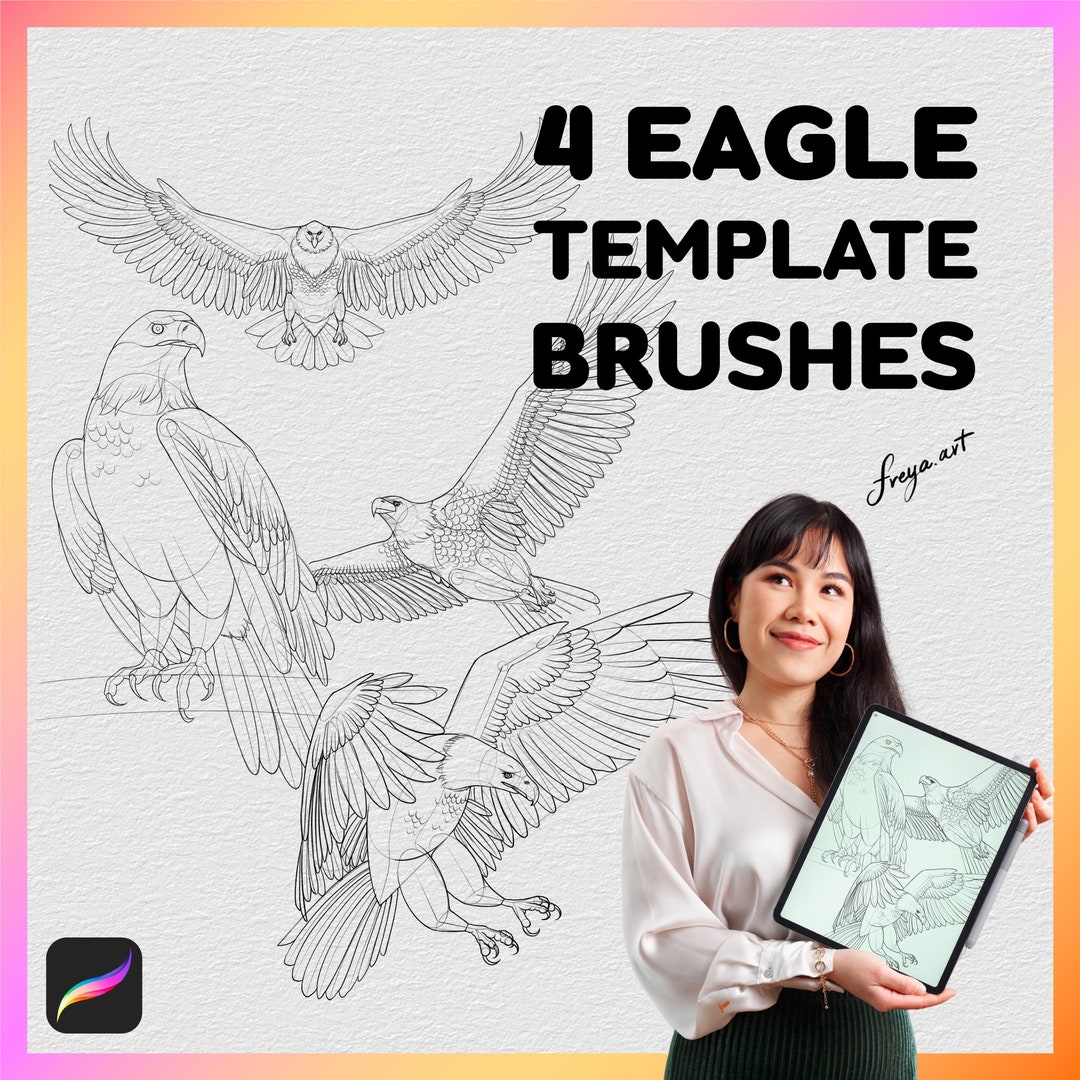 Procreate Eagle Stamp | 4 Template Procreate Brushes | Procreate Stamp ...