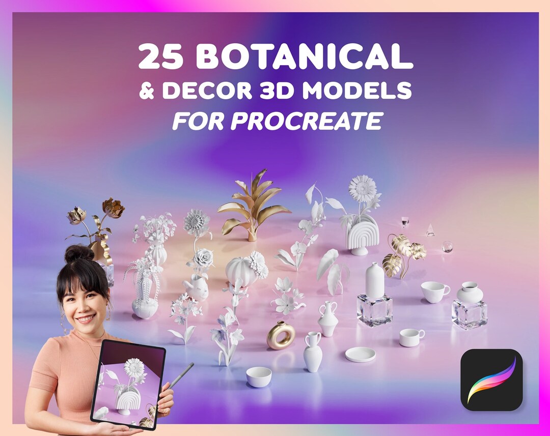 3D Models for Procreate 25 Botanical and Decor Procreate 3D - Etsy