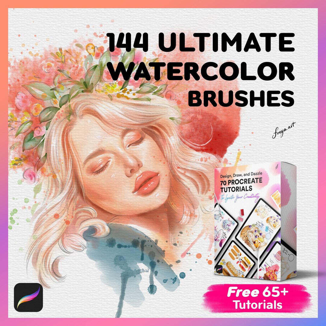 144 Brushes for Procreate Watercolor With 65+ Procreate Tutorials ...