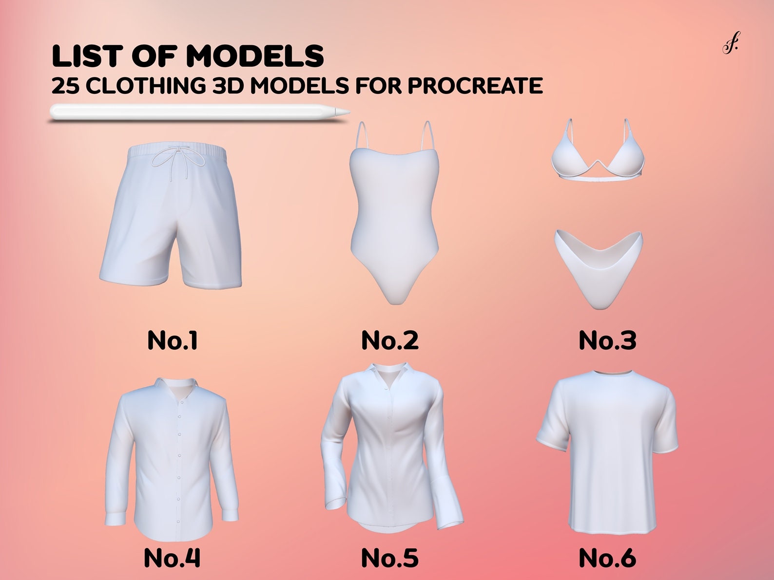 Procreate 3D Models 25 Clothing 3D Models for Procreate - Etsy