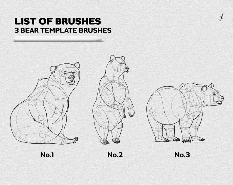 Procreate Bear Stamp 3 Template Procreate Brushes procreate - Etsy