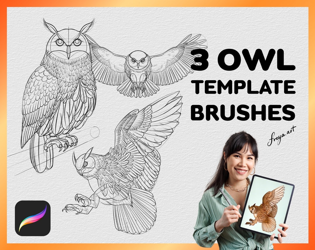 Procreate Owl Stamp 3 Template Procreate Brushes Procreate - Etsy