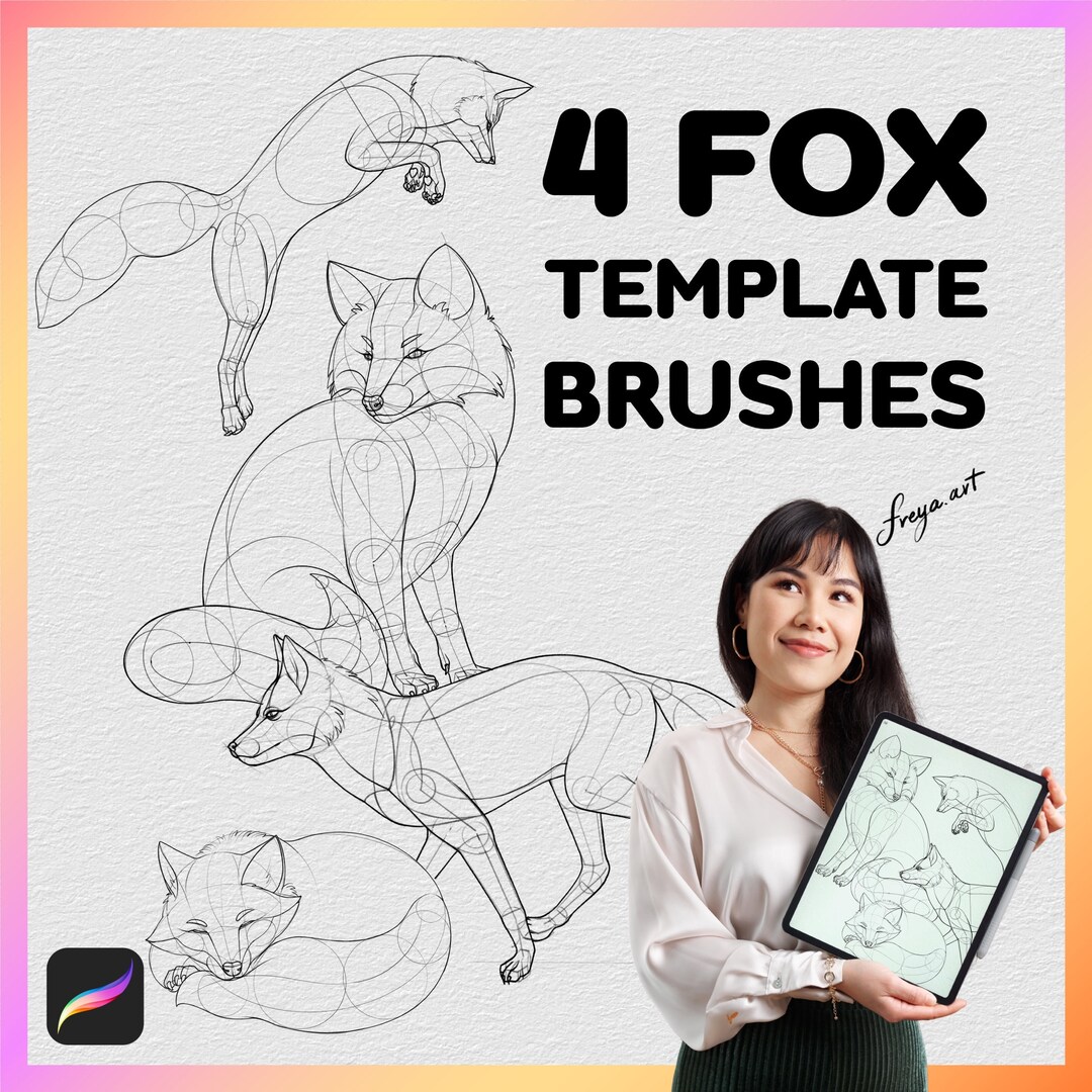 Procreate Fox Stamp | 4 Template Procreate Brushes | Procreate Stamp ...