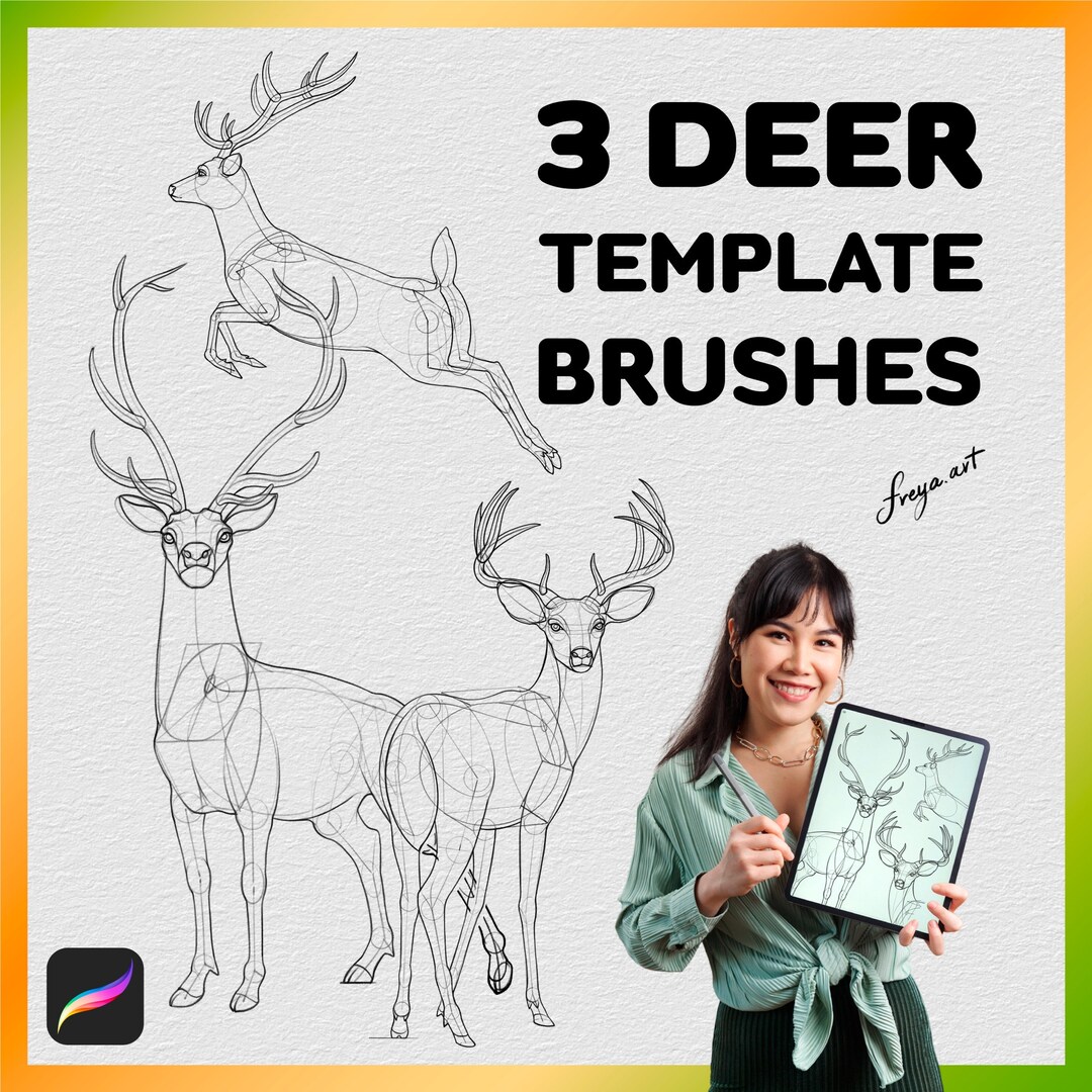 Procreate Deer Stamp | 3 Template Procreate Brushes | Procreate Stamp ...