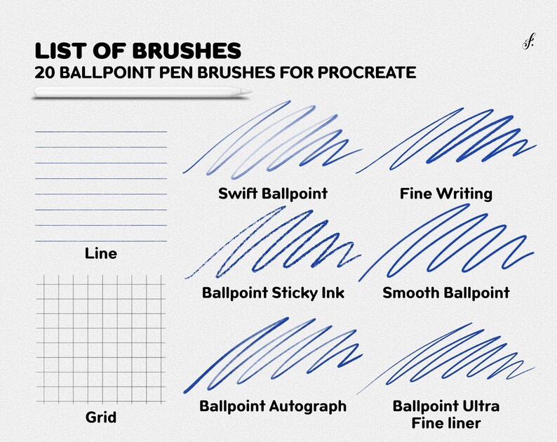 Procreate Ballpoint Pen Brush 20 Pen Brushes for Procreate - Etsy