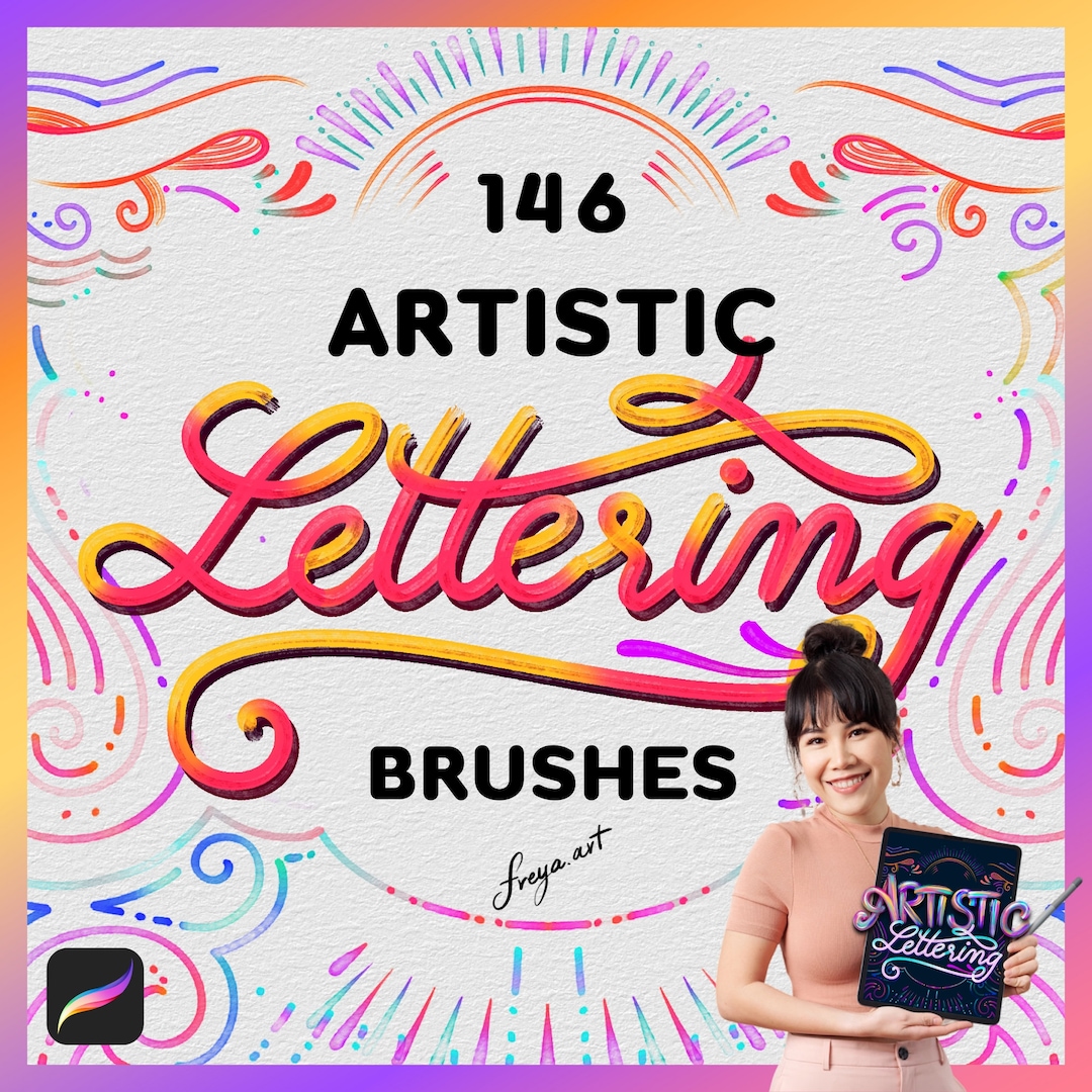 Procreate Brushes Lettering | 146 Artistic Lettering Brushes ...