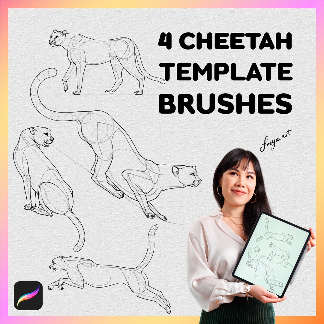 Procreate Cheetah Stamp | 4 Template Procreate Brushes | Stamp ...