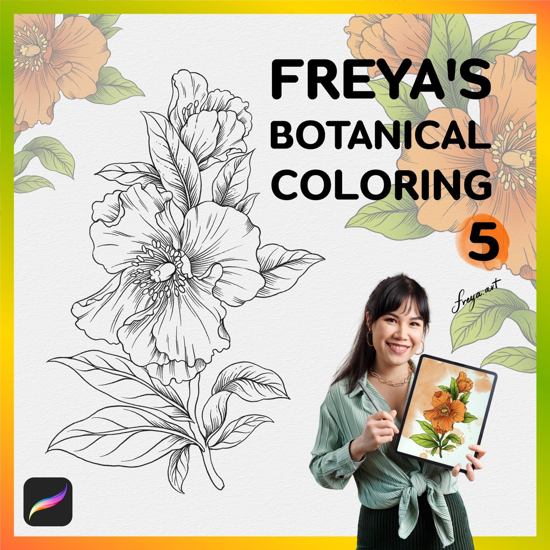 Procreate Floral Coloring Page, Anxiety Coloring Page, Garden Coloring ...