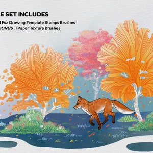 Procreate Fox Stamp | 4 Template Procreate Brushes | Procreate Stamp | Animal Drawing Guide ...
