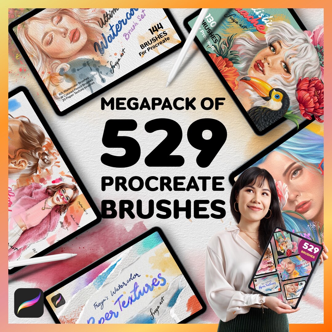 529 Procreate Brushes Set, Whole Shop Bundle, Mega Procreate Bundle ...