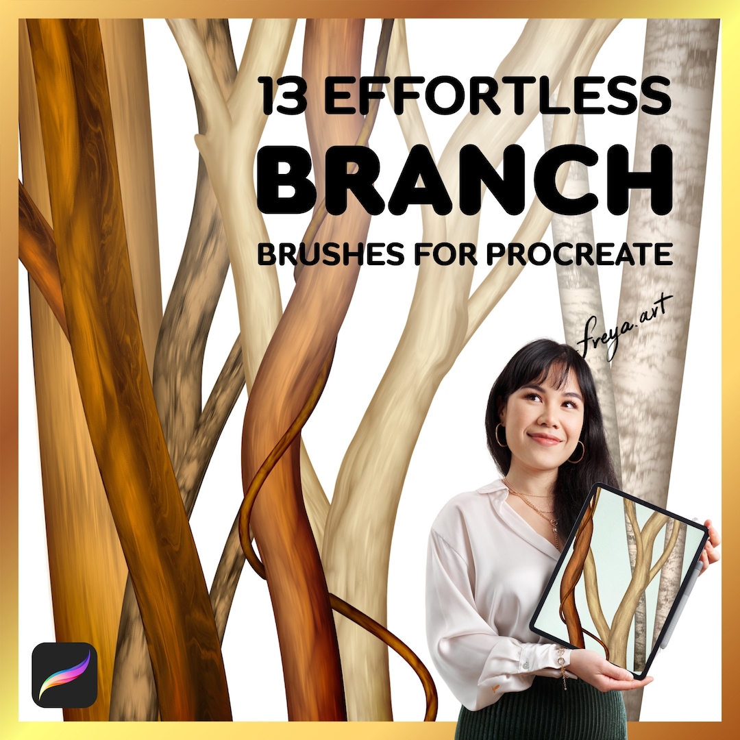 Wood Brushes Procreate | 13 Procreate Effortless Branch Brushes, Wood Texture Brush, Procreate ...