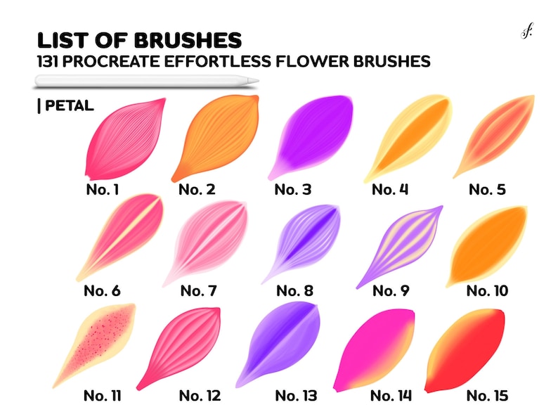 Procreate Flowers | 131 Procreate Effortless Flower Brushes, Petal ...