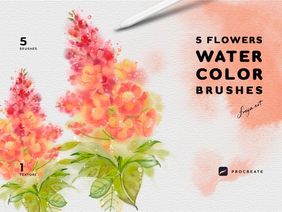 Procreate Watercolor Flowers 5 Flowers Watercolor Brushes - Etsy