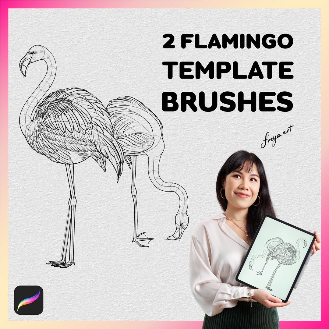 Procreate Flamingo Stamp | 2 Template Procreate Brushes | Procreate ...
