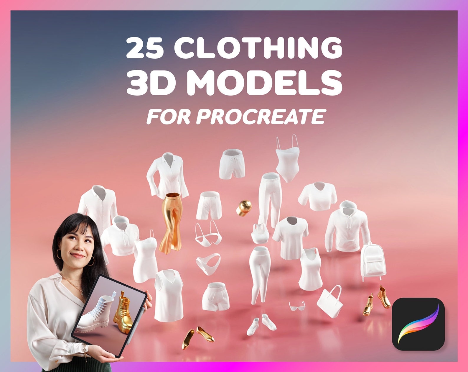 Procreate 3D Models 25 Clothing 3D Models for Procreate - Etsy