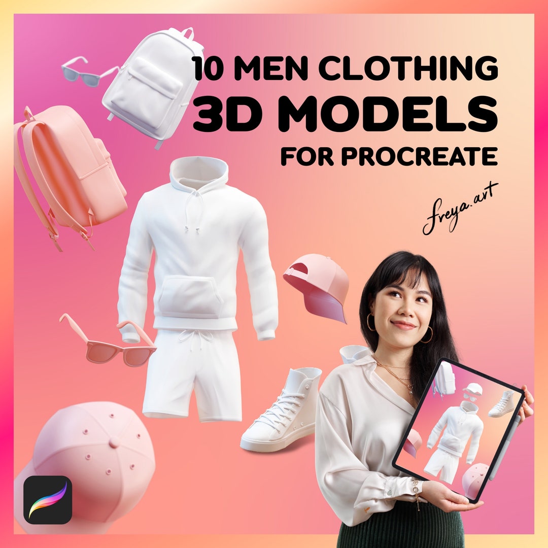 3D Model Procreate for Men Procreate Clothes, Procreate Fashion Mockup ...