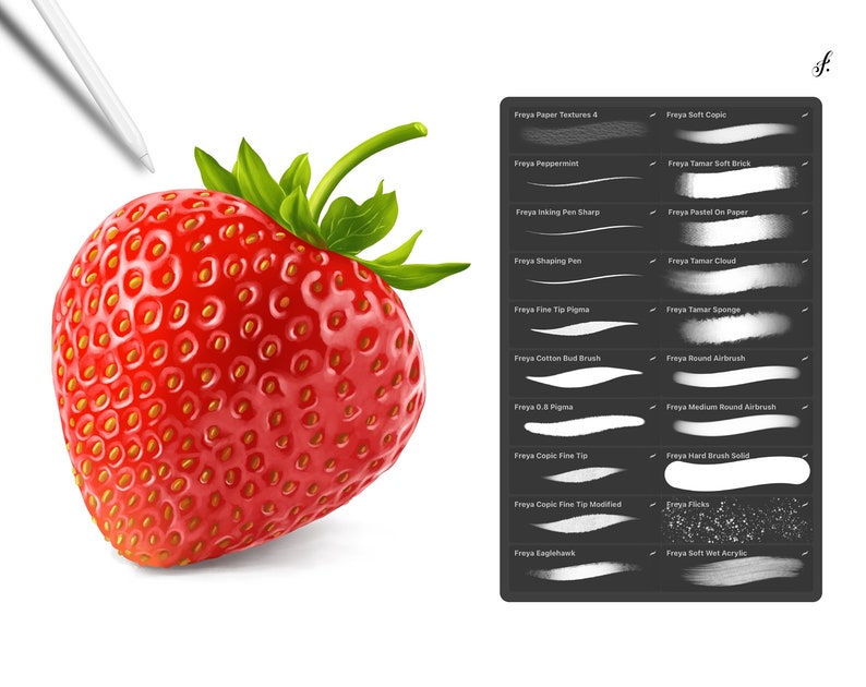 Procreate Brushes Set, Digital Brush Pack, 19 Freya's Illustration ...