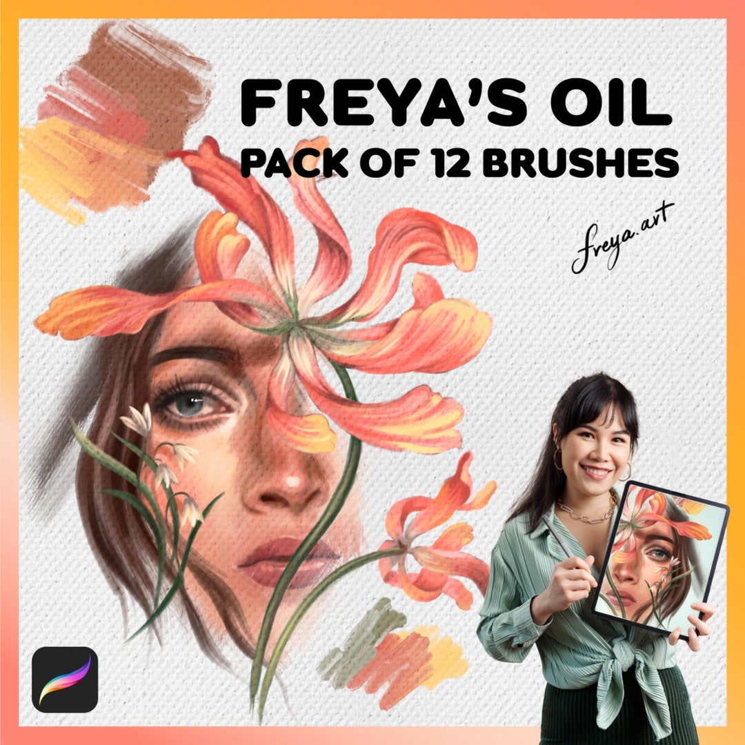Oil Brushes Procreate | Freya's Oil Pack of 12 Brushes, Oil Wet, Canvas Texture, Oil Dry ...