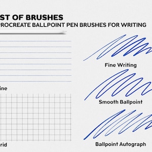 Procreate Writing Brushes | 7 Ballpoint Pens, Scribble Brush ...