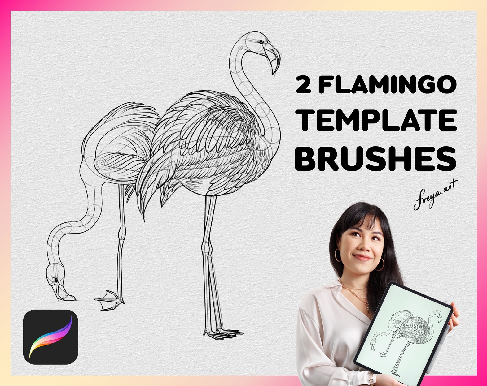 Flamingo Drawing Template