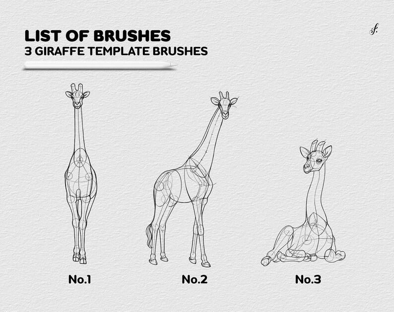 Procreate Giraffe Stamp 3 Template Procreate Brushes - Etsy