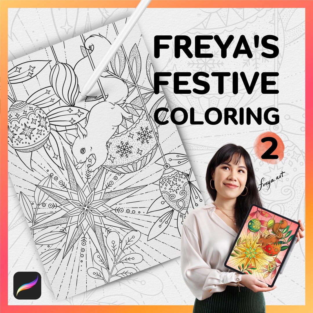 Procreate Christmas Coloring Sheet, Holiday Coloring Page, Freya's ...