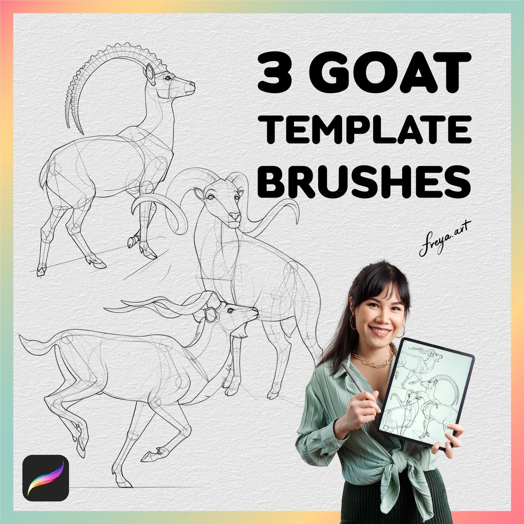 Procreate Goat Stamp 3 Template Procreate Brushes Procreate Stamp Drawing Guide Pencil Drawing ...