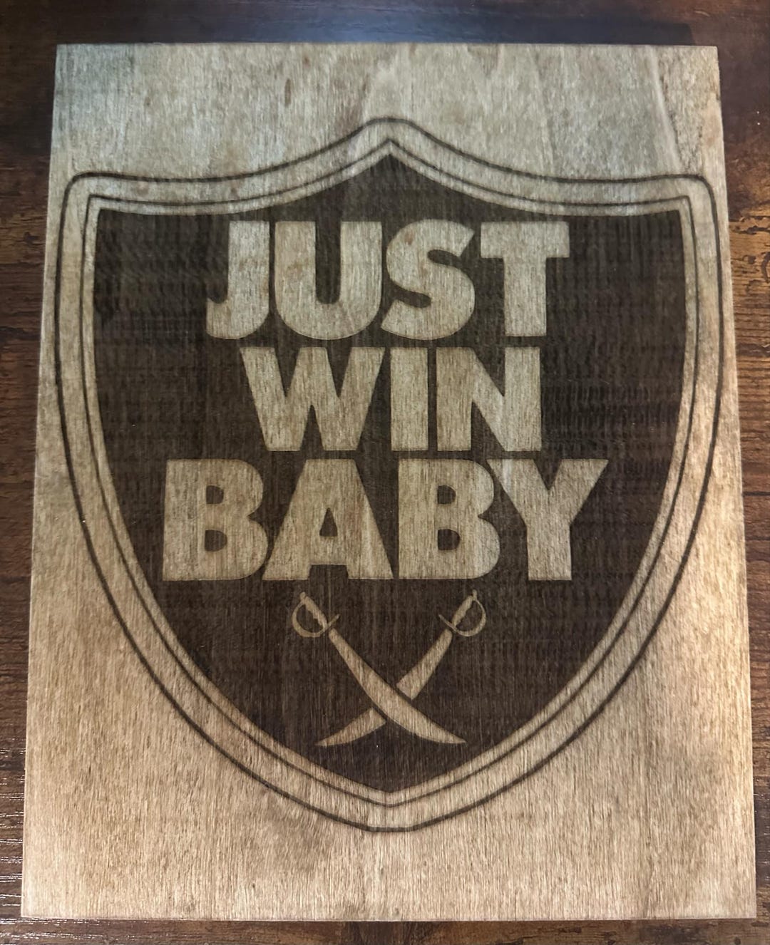 Las Vegas Raiders Quote - Just Win, Baby! Laser Burned Wood Art - Etsy