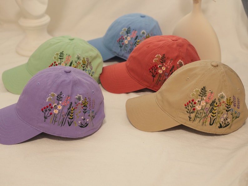 Beautifully Embroidered Botanical Flower Baseball Cap,handmade ...