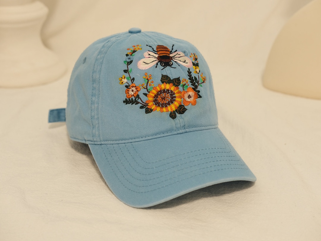 Embroidered Bee Garden Baseball Cap--design From Nature,various Colors ...