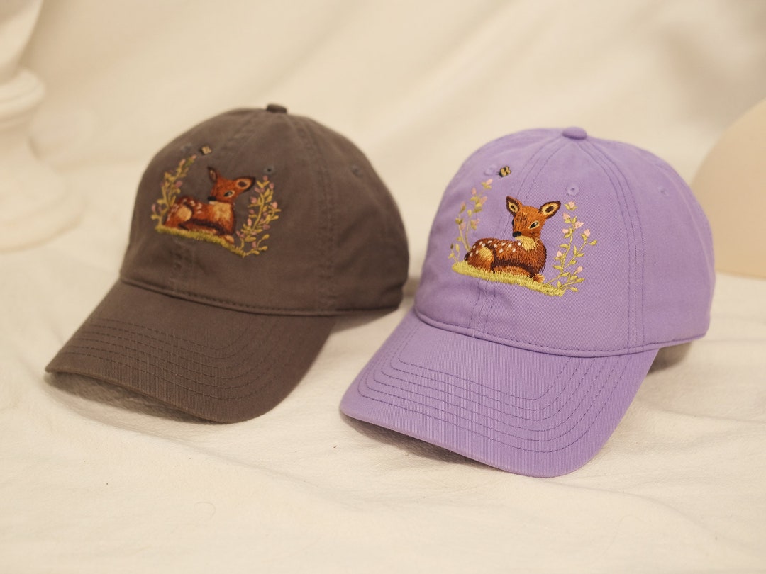 Exquisite Handcrafted Embroidered Deer Baseball Cap - Natural Elegance ...