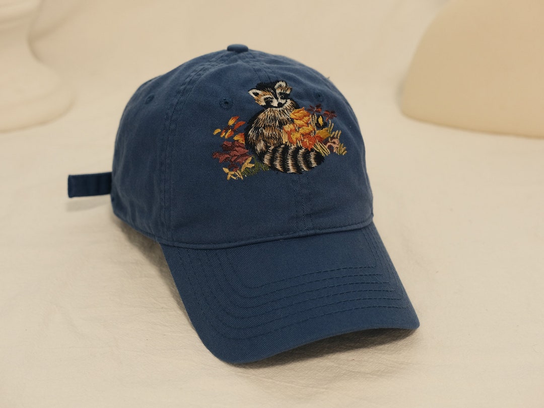 Handcrafted Embroidered Raccoon Baseball Cap Nature-inspired Hat for ...