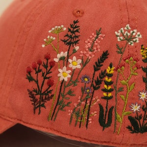 Beautifully Embroidered Botanical Flower Baseball Cap,handmade ...