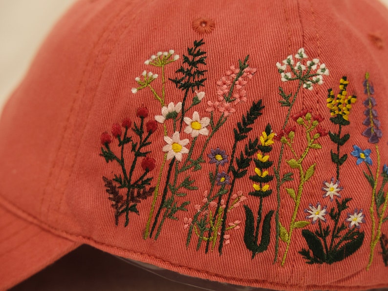 Beautifully Embroidered Botanical Flower Baseball Cap,handmade ...