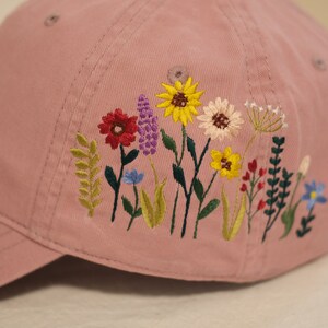Floral Embroidered Baseball Cap: Hand-stitched Cotton, Adjustable - Etsy