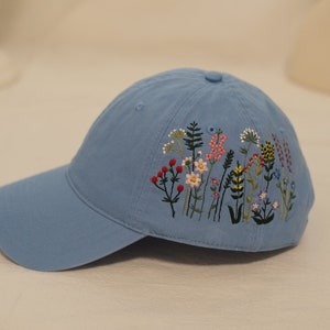 Beautifully Embroidered Botanical Flower Baseball Cap,handmade ...